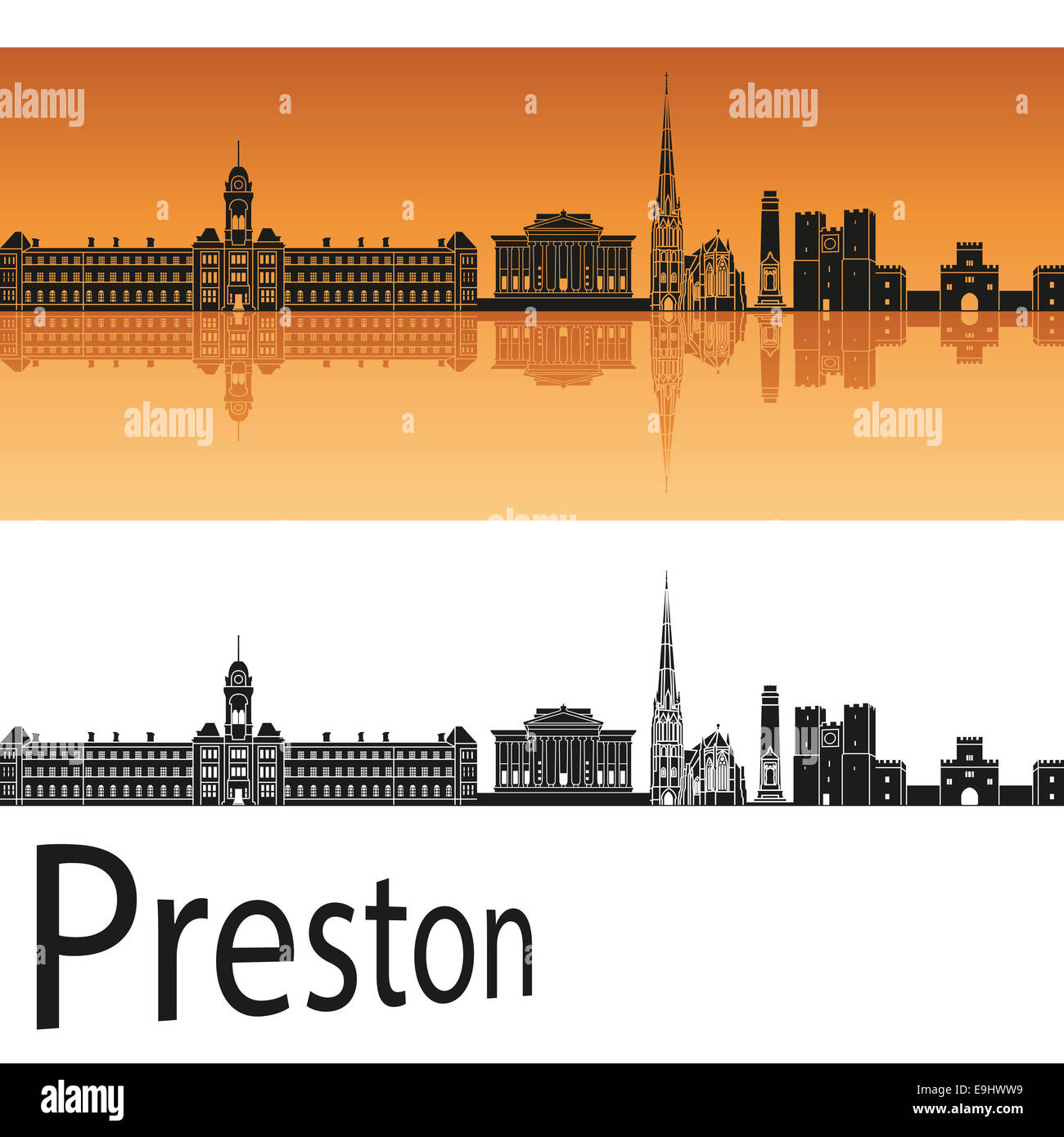 Preston skyline in orange Stock Photo - Alamy