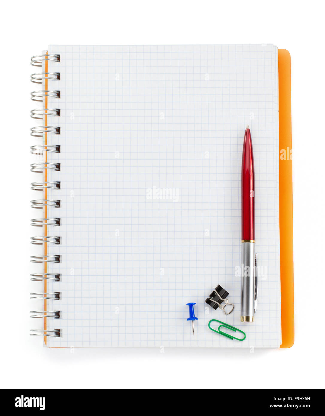 checked notebook isolated on white background Stock Photo - Alamy