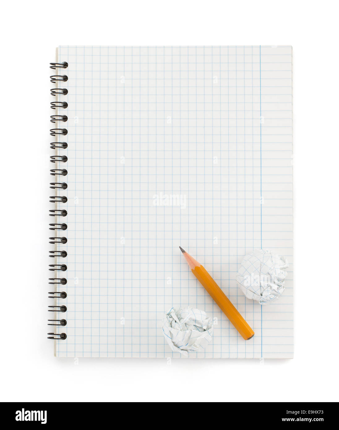 checked notebook isolated on white background Stock Photo - Alamy