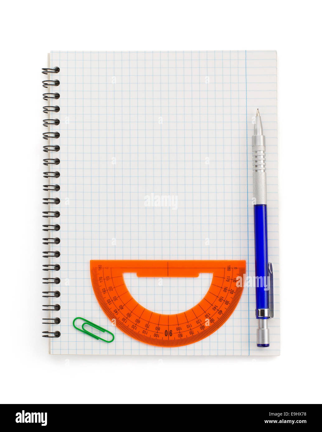 checked notebook isolated on white background Stock Photo - Alamy