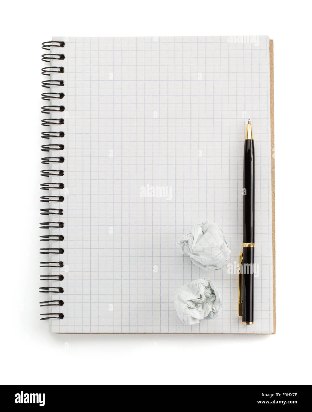 checked notebook isolated on white background Stock Photo - Alamy