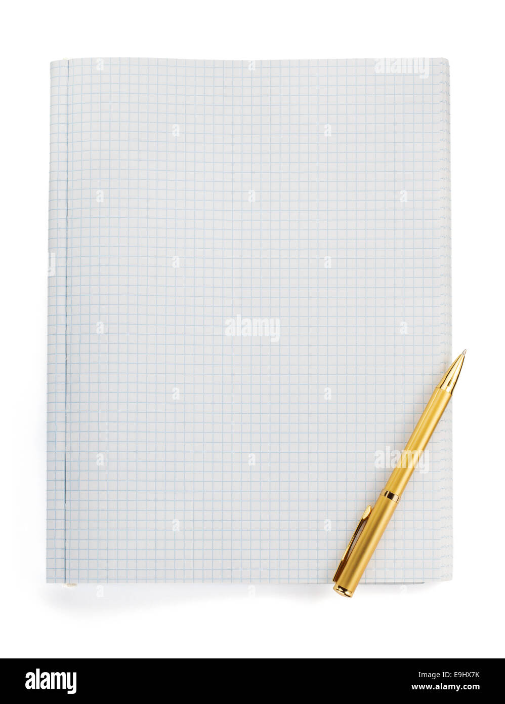 checked notebook isolated on white background Stock Photo - Alamy