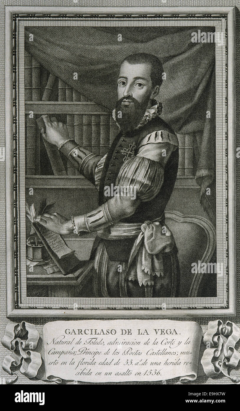 Garcilaso de la Vega (1501-1536). Spanish soldier and poet. Engraving ...