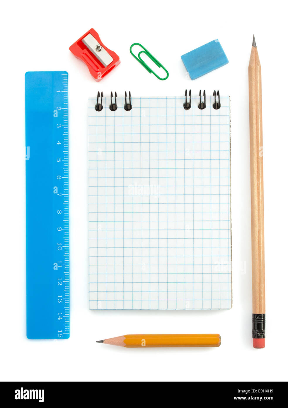 school supplies isolated on white background Stock Photo - Alamy