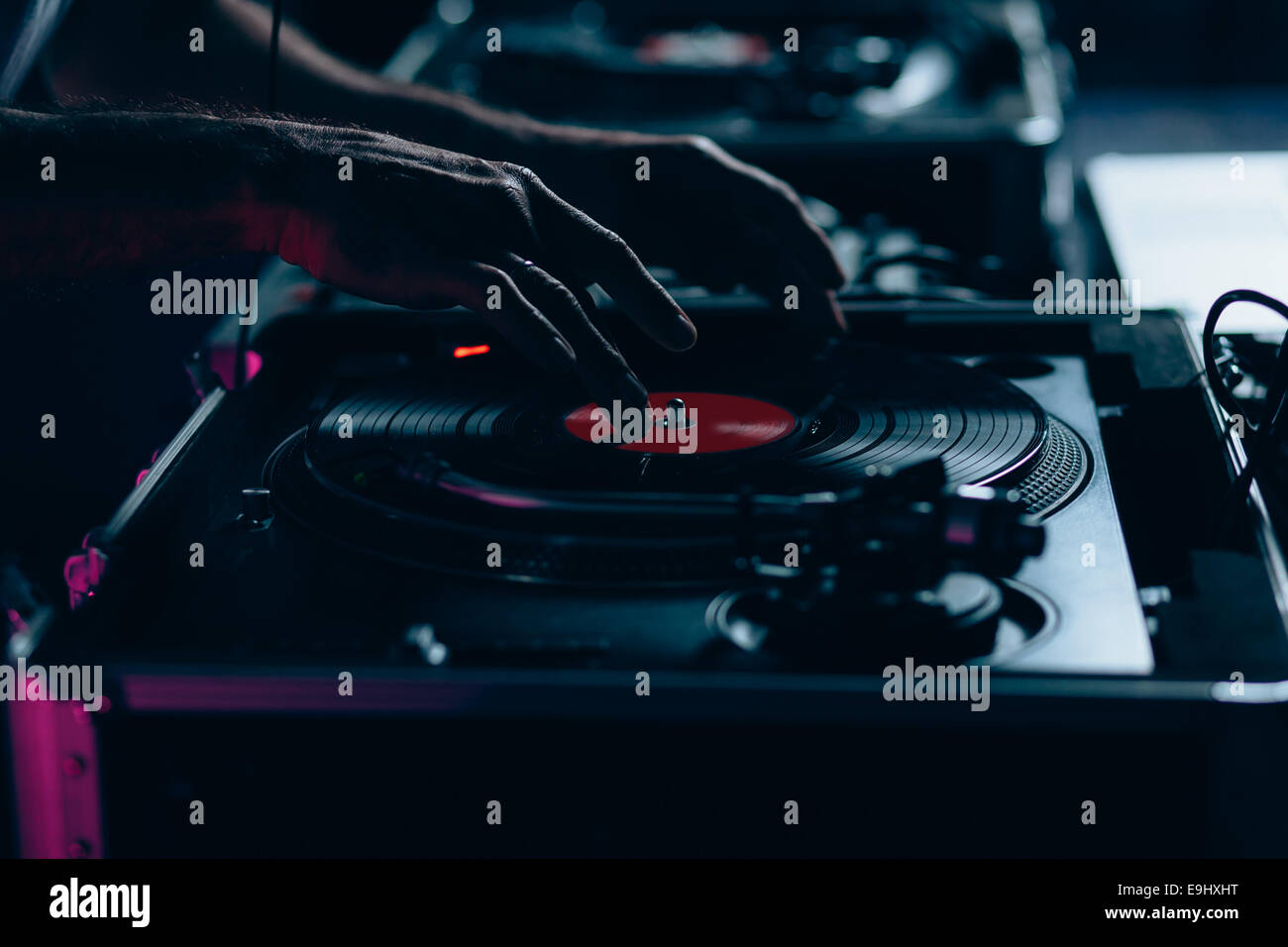 Male dj at work in night club. Shallow depth of field Stock Photo - Alamy