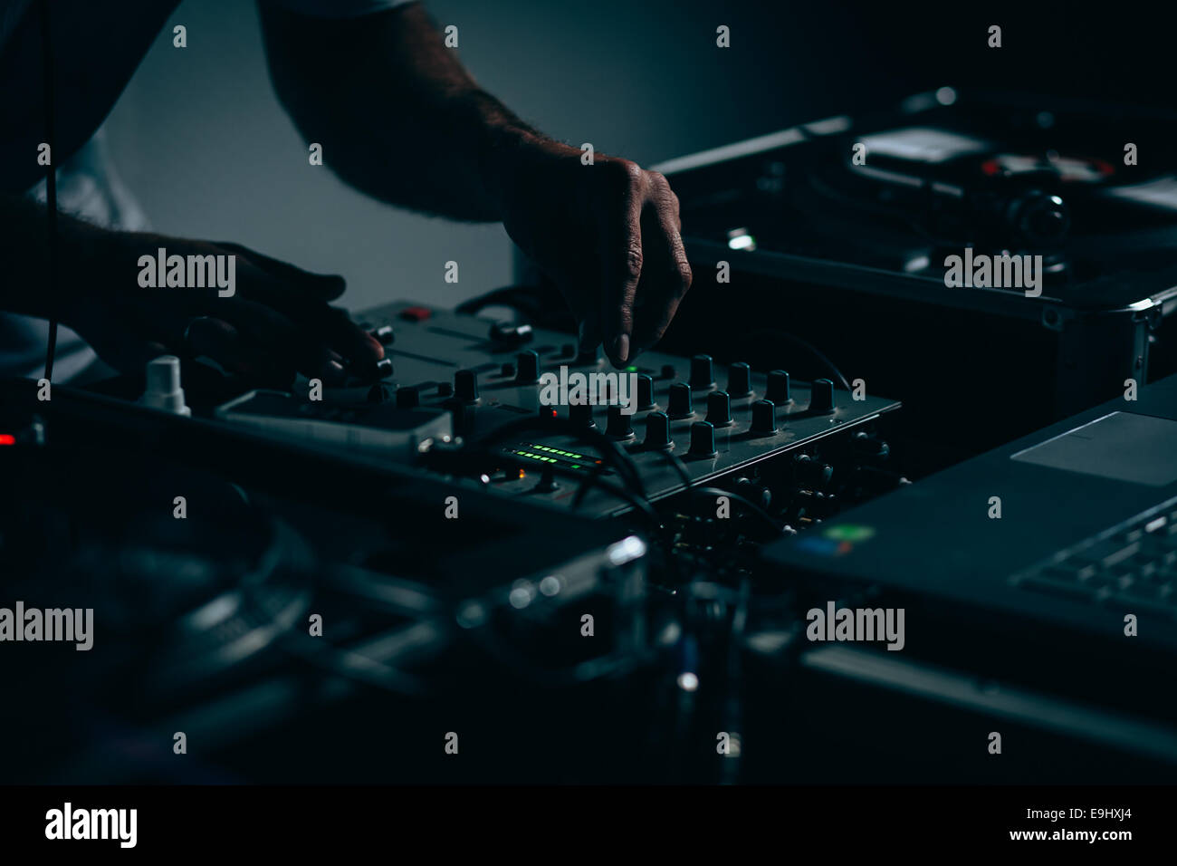 Male dj at work in night club. Shallow depth of field Stock Photo - Alamy
