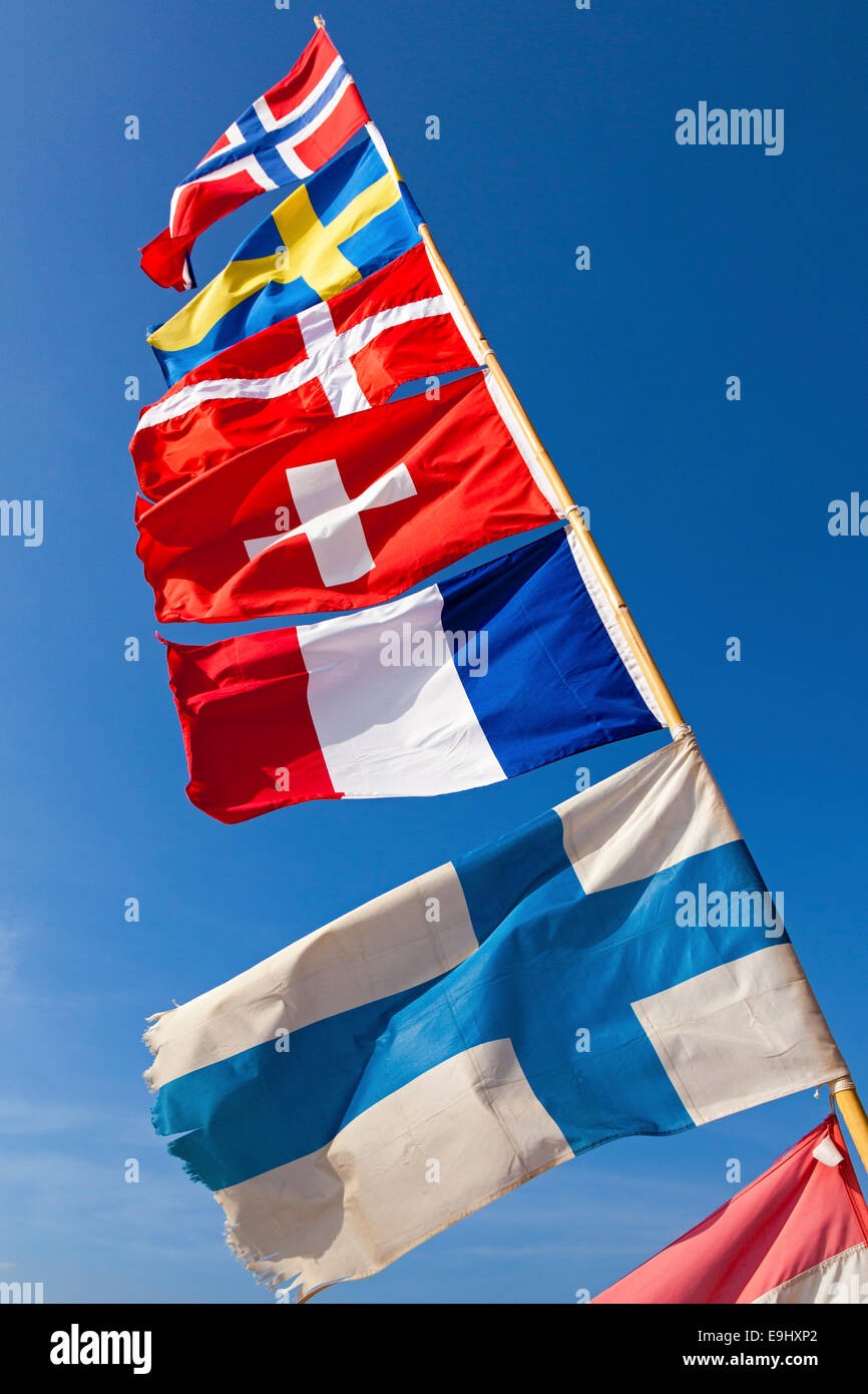 International flags blowing in the wind Stock Photo - Alamy
