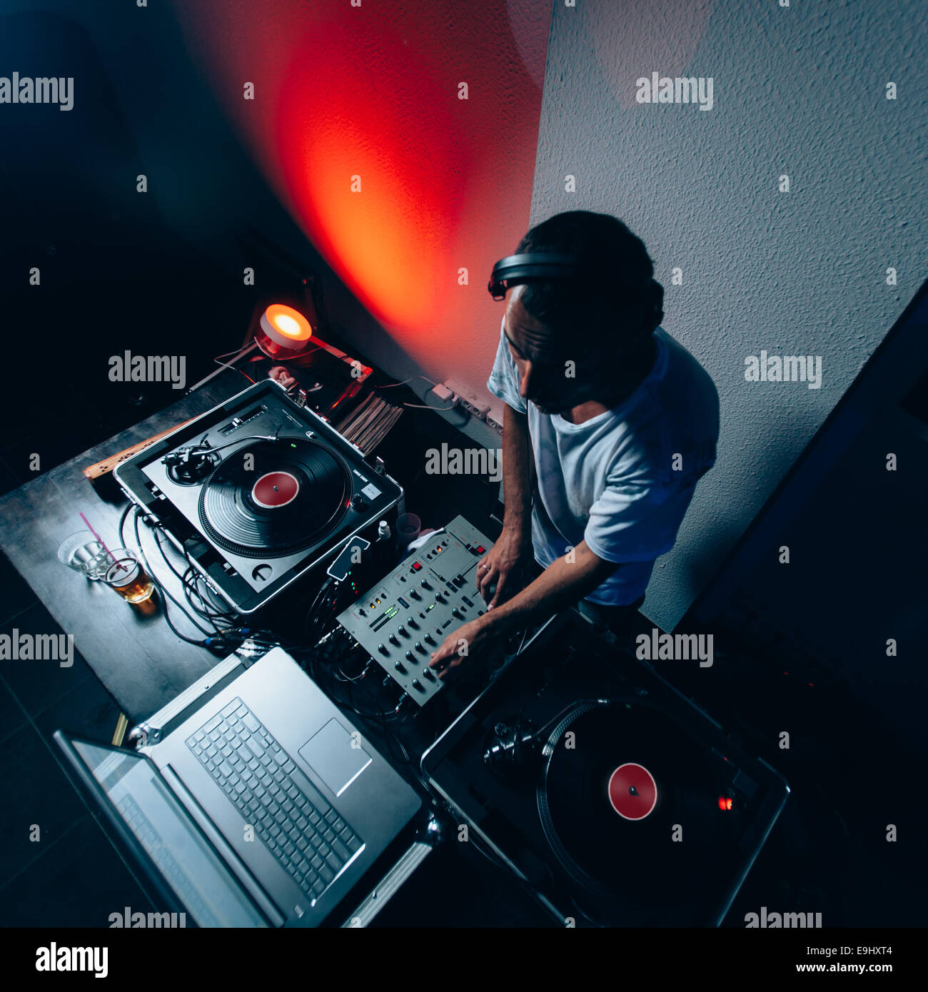Male dj at work in night club. Shallow depth of field Stock Photo - Alamy