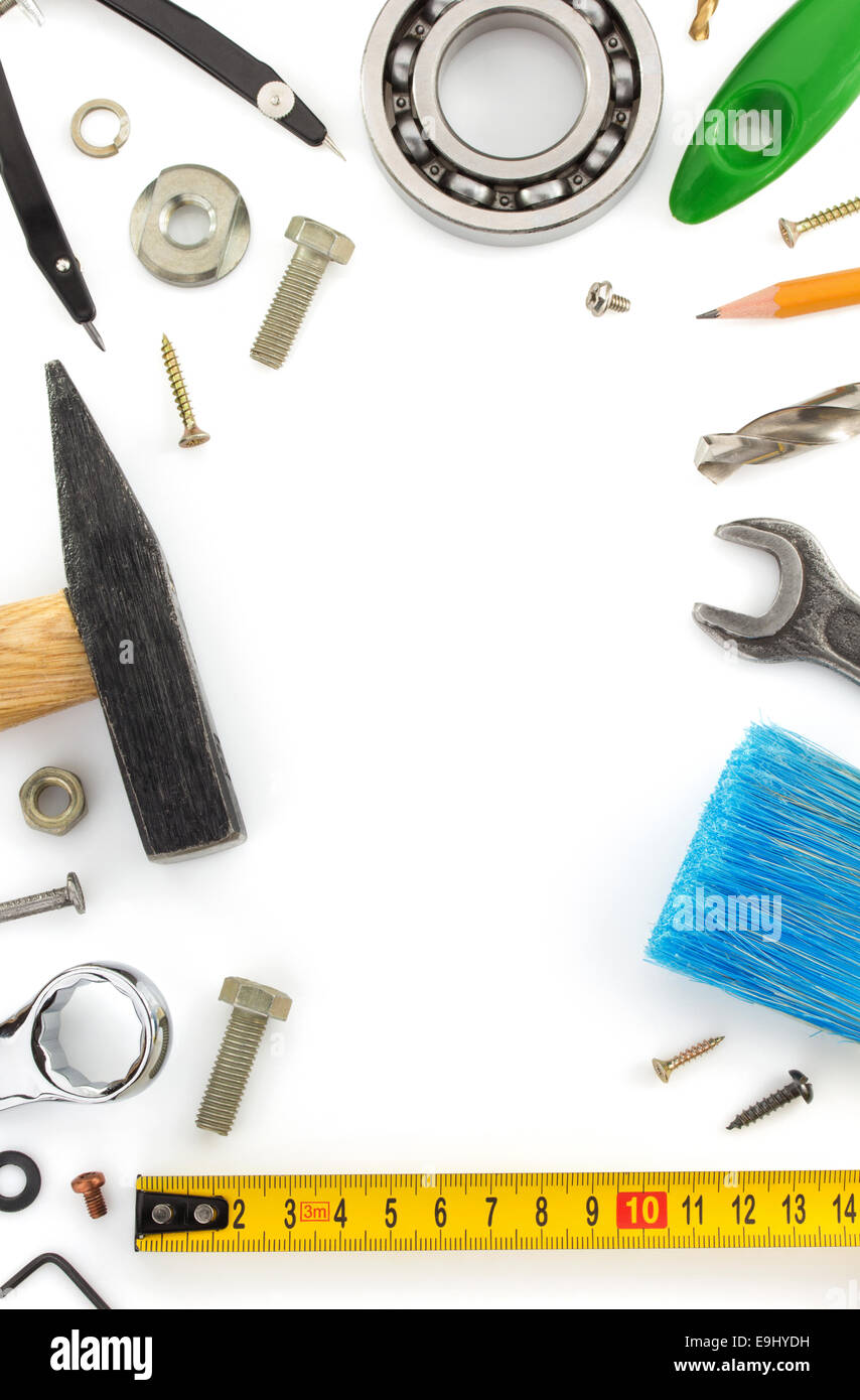 set of tools and instruments isolated on white background Stock Photo ...