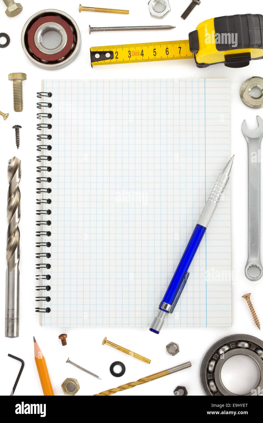 set of tools and instruments isolated on white background Stock Photo ...