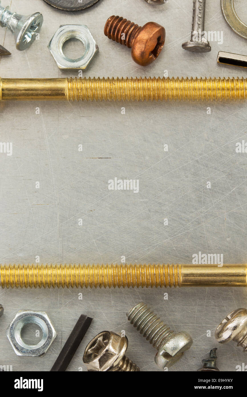 hardware tools at metal background texture Stock Photo - Alamy