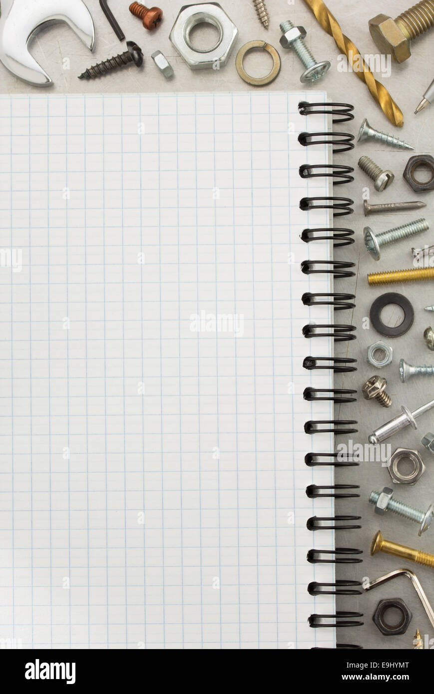 hardware tools at metal background texture Stock Photo - Alamy