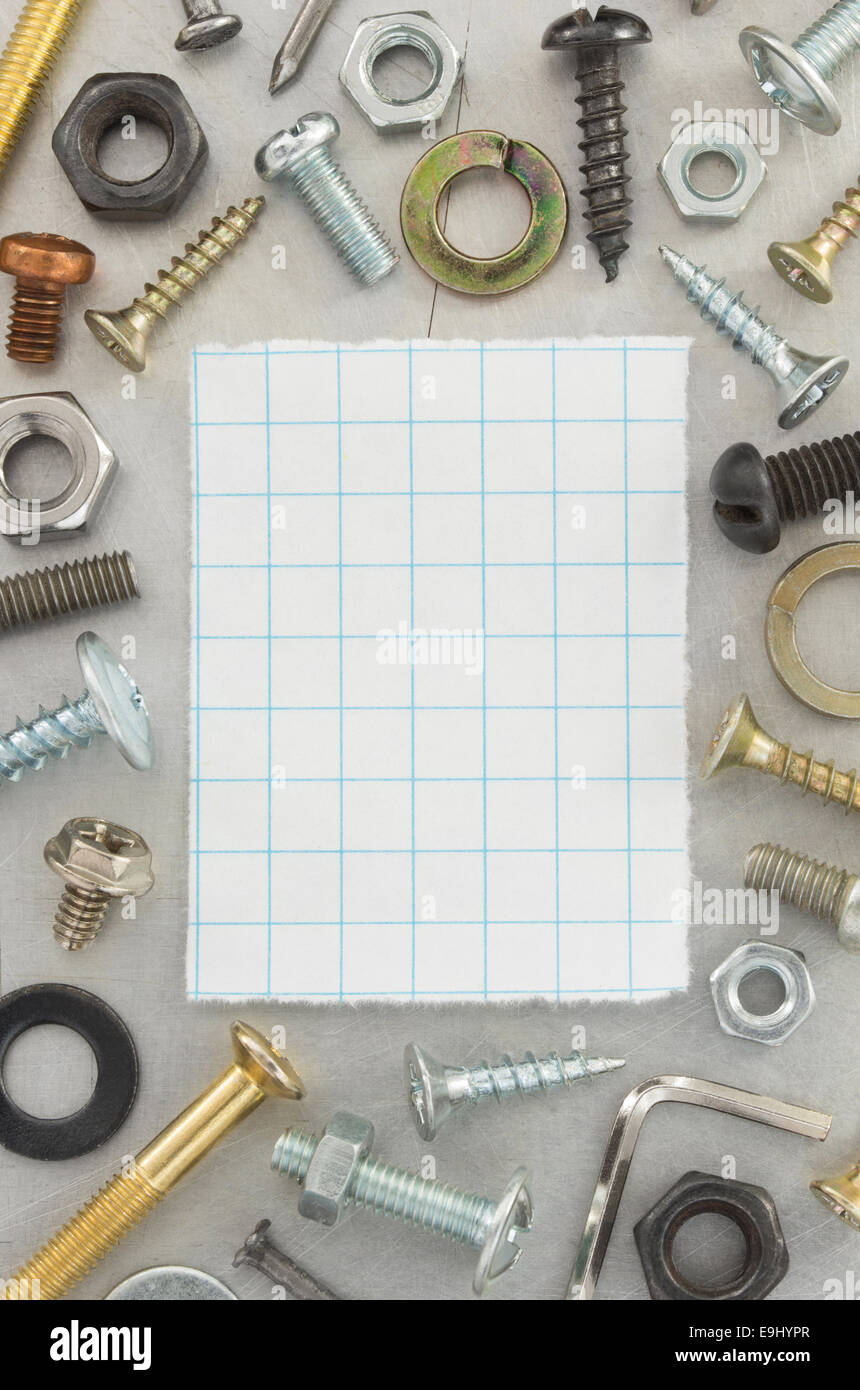 hardware tools at metal background texture Stock Photo - Alamy