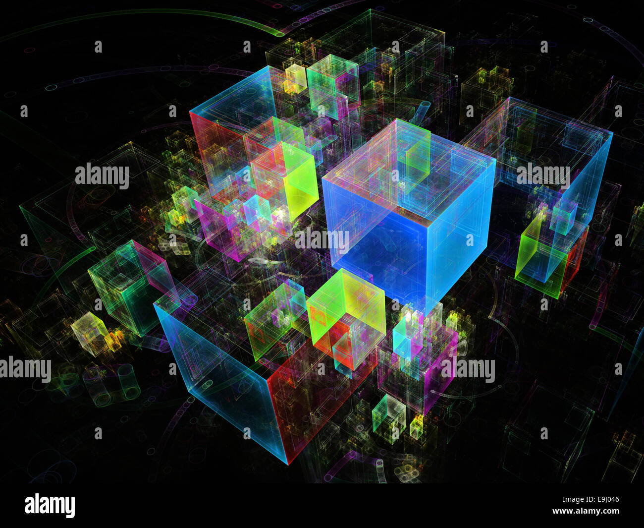 Artistic 3D digital transparent cubes conceptual technologies ...