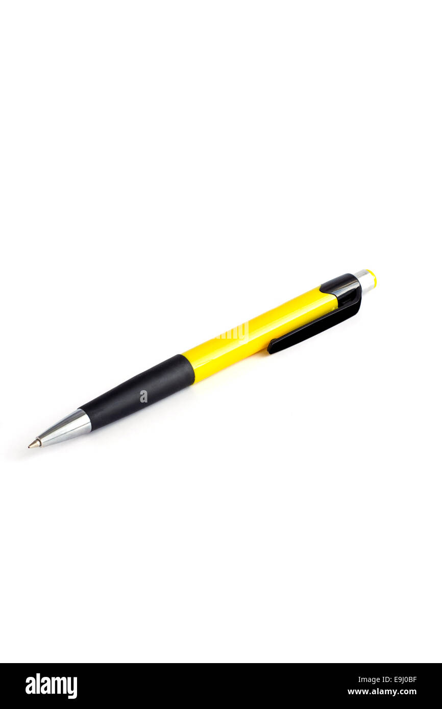 yellow isolated pen over white background Stock Photo - Alamy