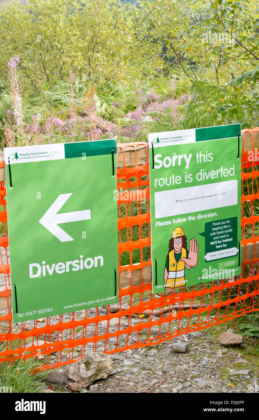 Forestry Commission Footpath Closed and Diversion Sign, UK Stock Photo ... Forestry Commission Footpath Closed and Diversion Sign, UK Stock Photo ...