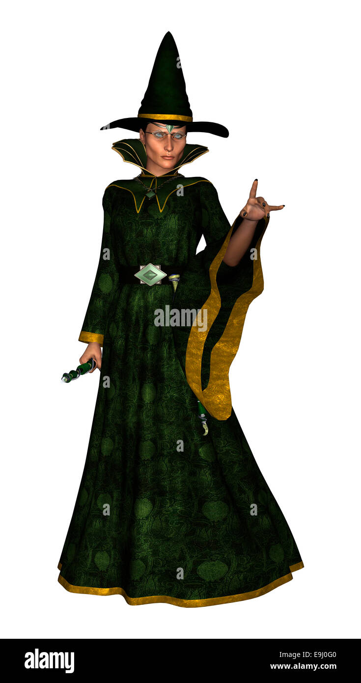 3D digital render of a female mage isolated on white background Stock ...