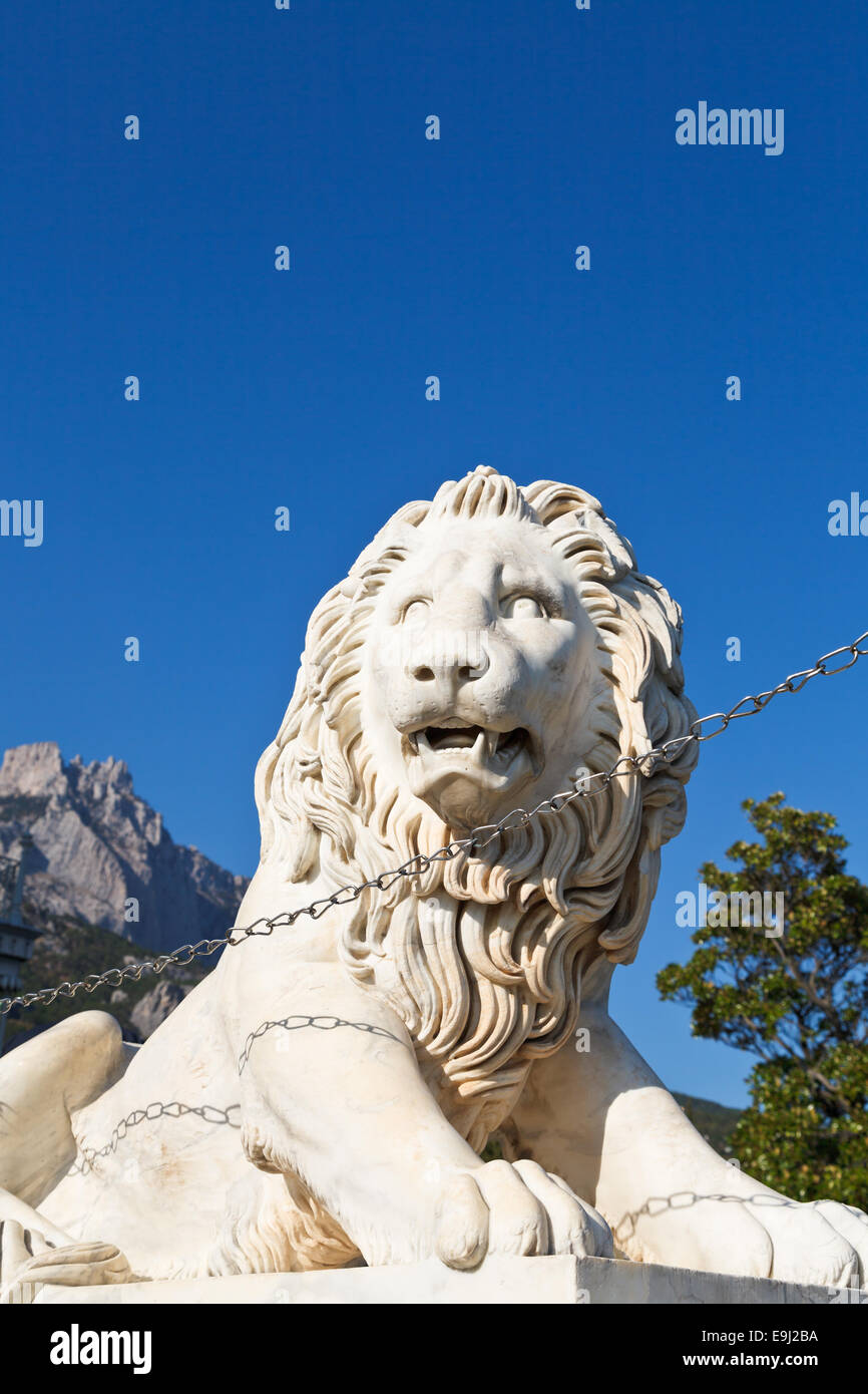 medici lion near Vorontsov (Alupka) Palace and Ai-Petri rock, Crimea ...