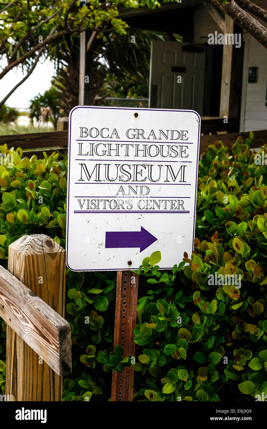 Boca Grande Lighthouse Museum Vistors Center sign on Gasparilla Island ...