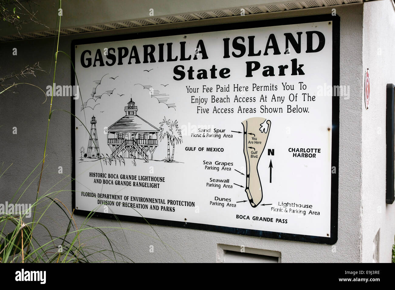 Gasparilla Island State Park in SW Florida information sign Stock Photo ...