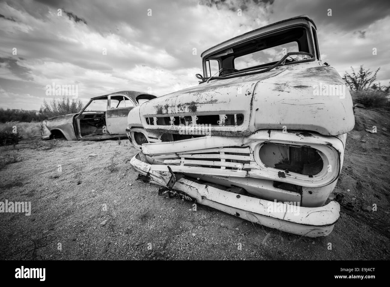 Scrap vintage car in the desert in Namibia Stock Photo - Alamy