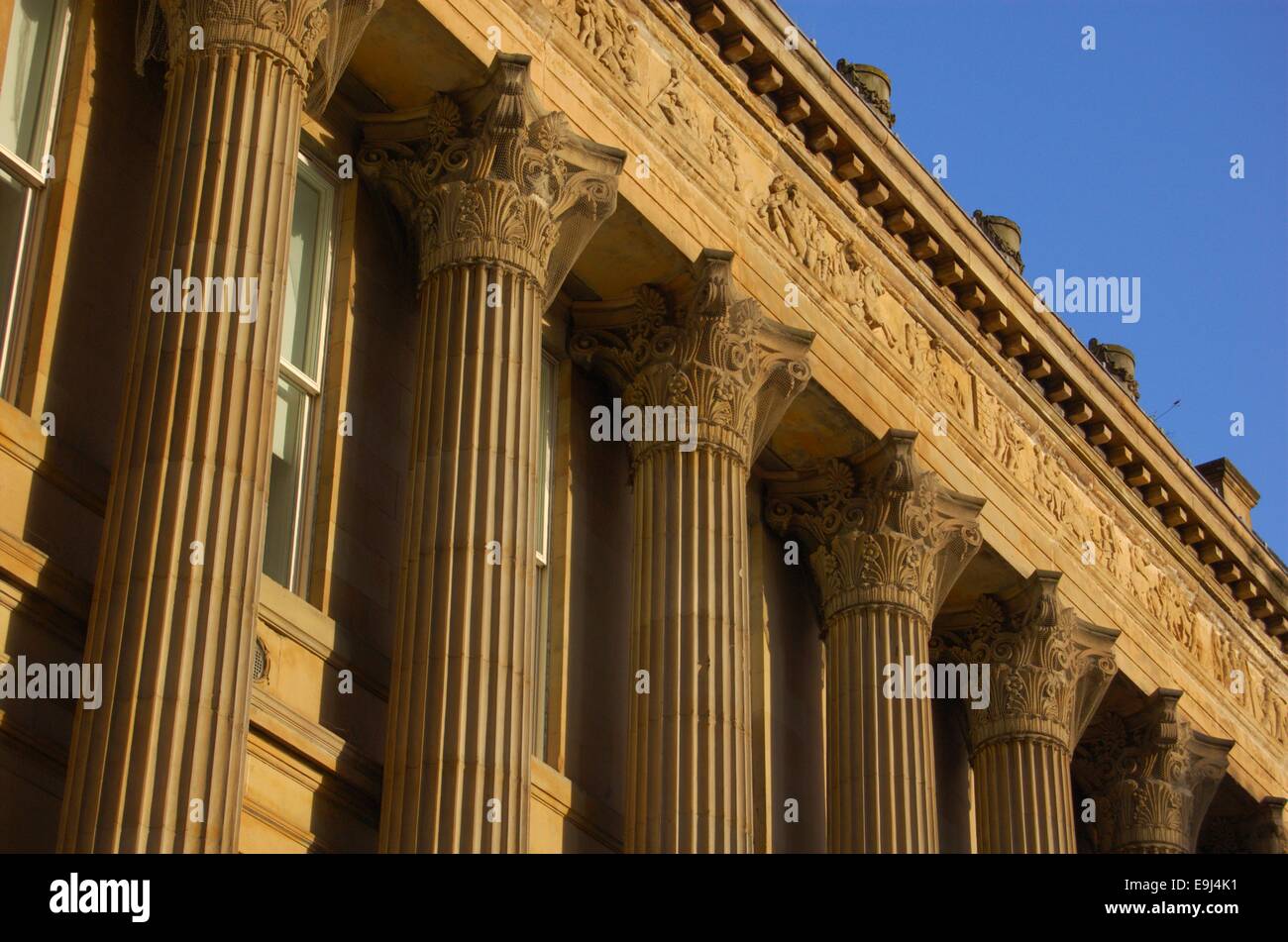 Sandstone ionic columns in the Merchant City in Glasgow, Scotland Stock ...