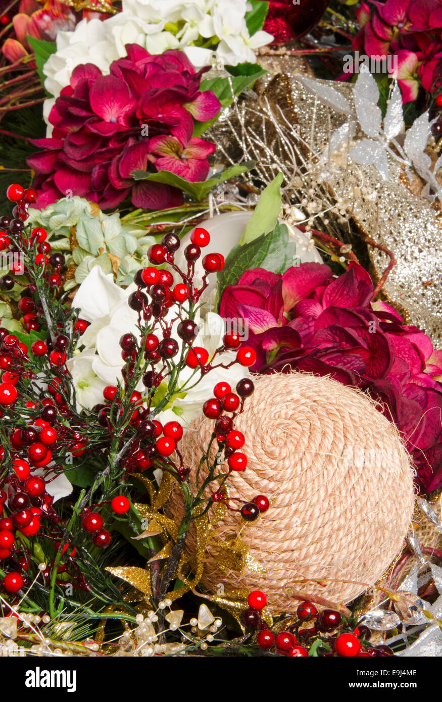 Holiday Wreath: This close up of a Holiday Wreath with soft lighting ...
