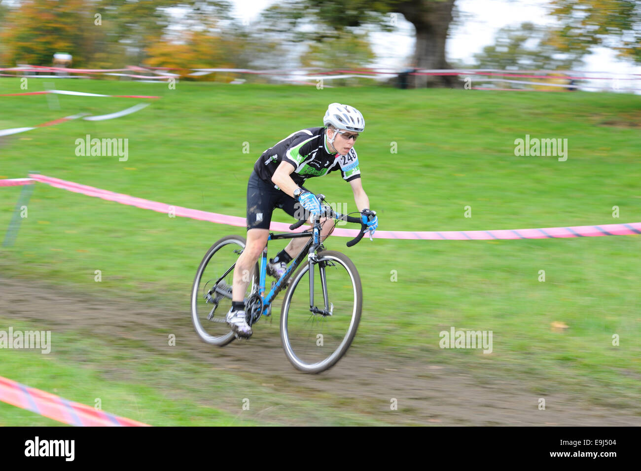 competitor racing at speed in a cyclocross race Stock Photo - Alamy