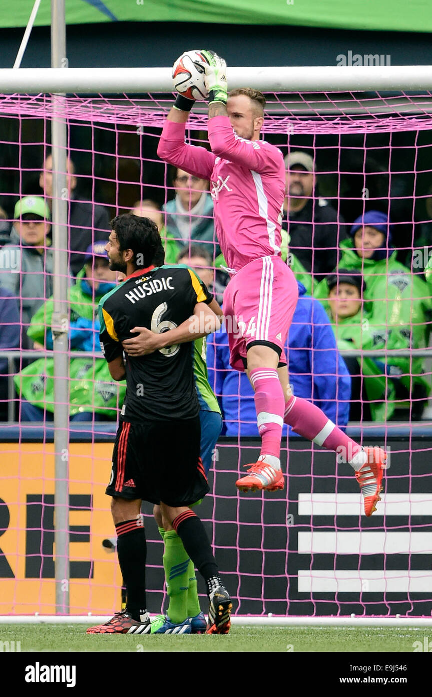 October 25, 2014. Seattle Sounders FC goalkeeper Stefan Frei #24 in ...