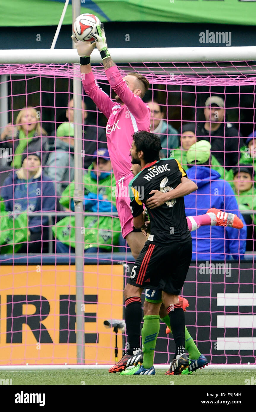 October 25, 2014. Seattle Sounders FC goalkeeper Stefan Frei #24 in ...