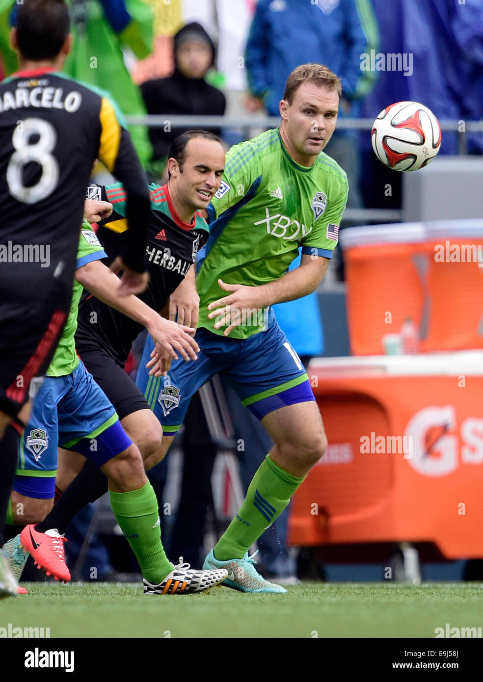 October 25, 2014. Seattle Sounders FC defender Chad Marshall #14 and ...