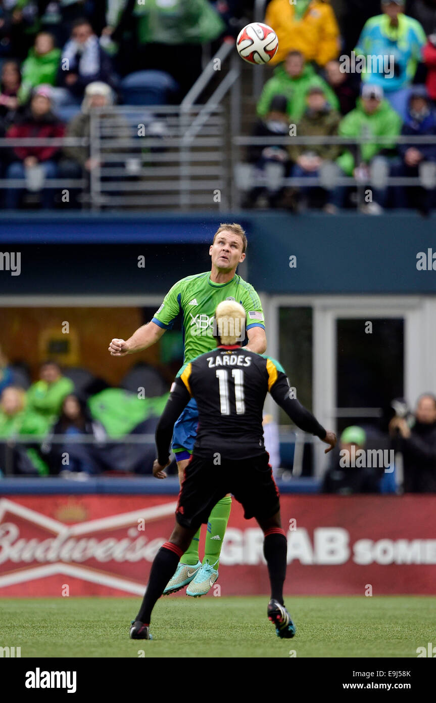 October 25, 2014. Seattle Sounders FC defender Chad Marshall #14 in ...
