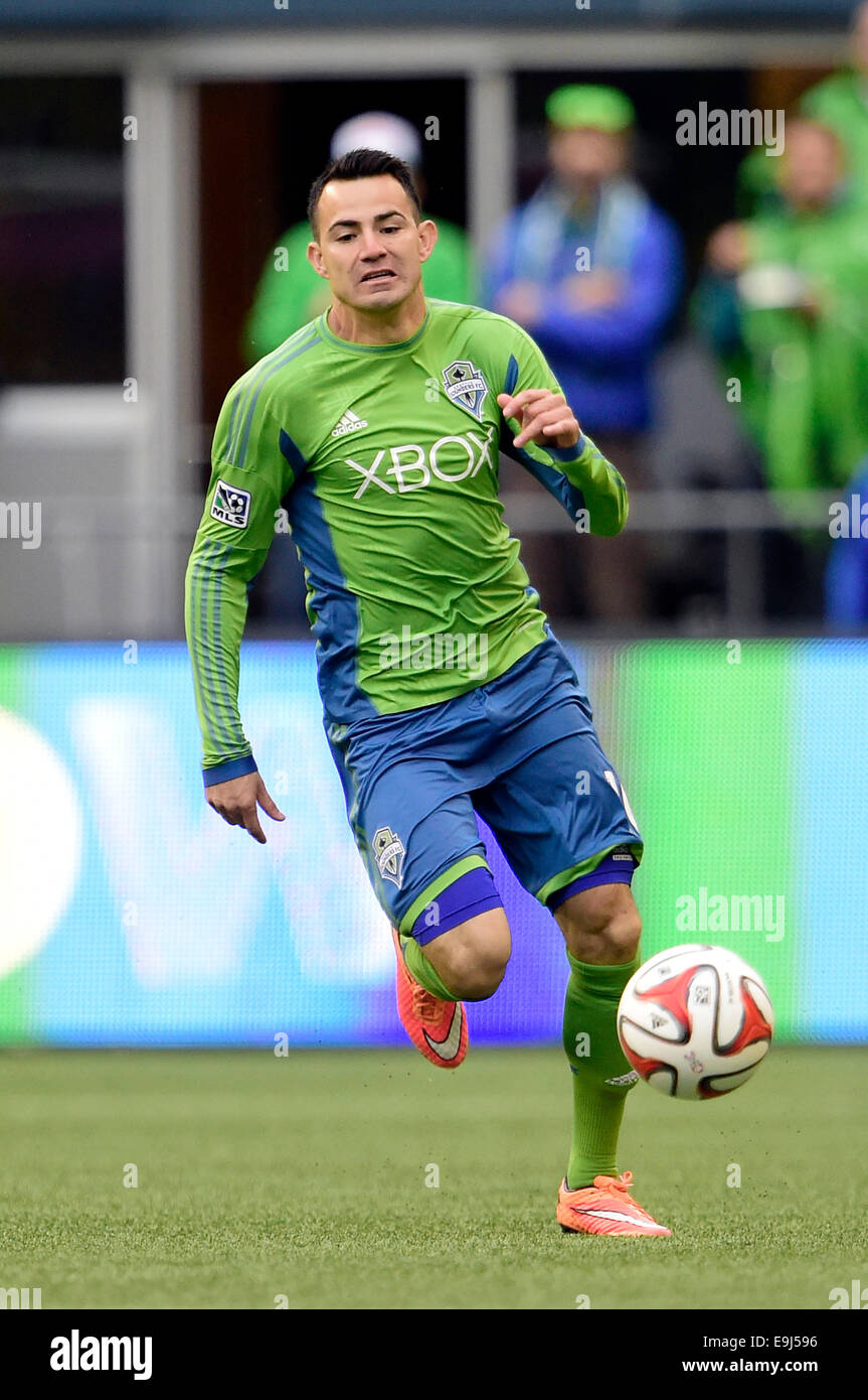 October 25, 2014. Seattle Sounders FC midfielder Marco Pappa #10 in ...