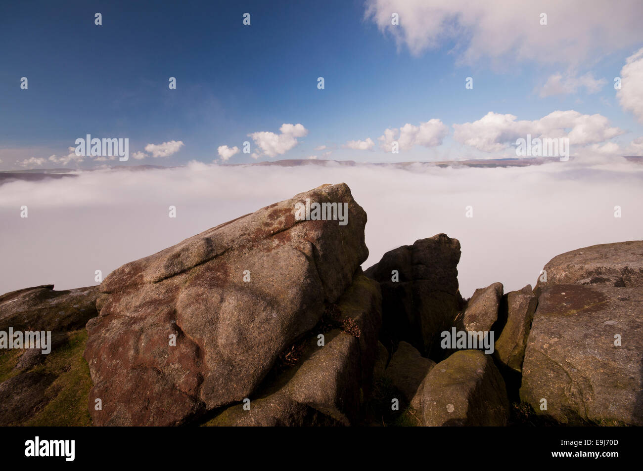 Cloud inversion in the Peak District National Park. Looking out from ...