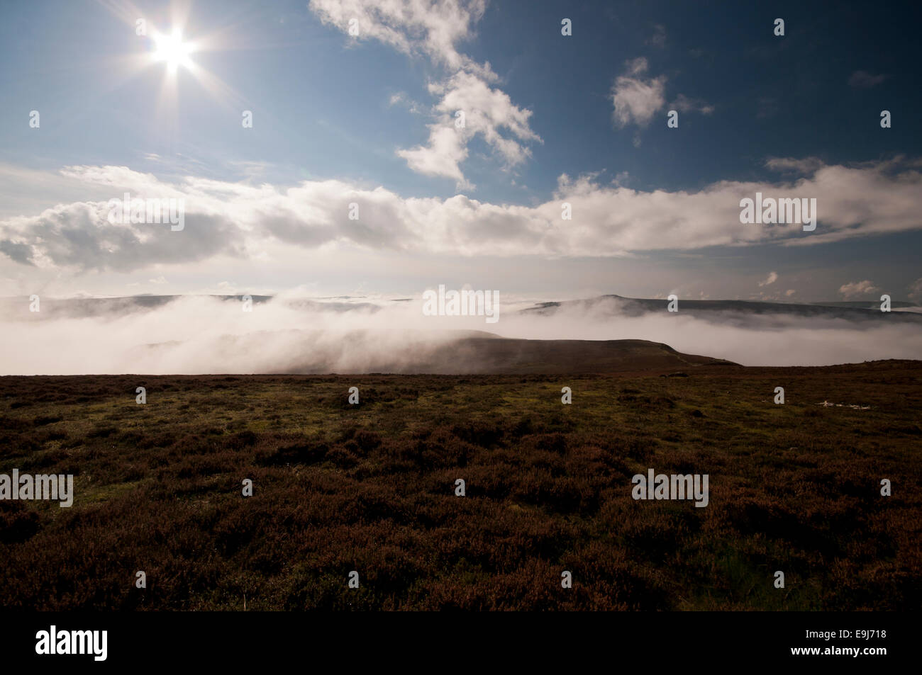 Cloud inversion in the Peak District National Park. Looking out from ...