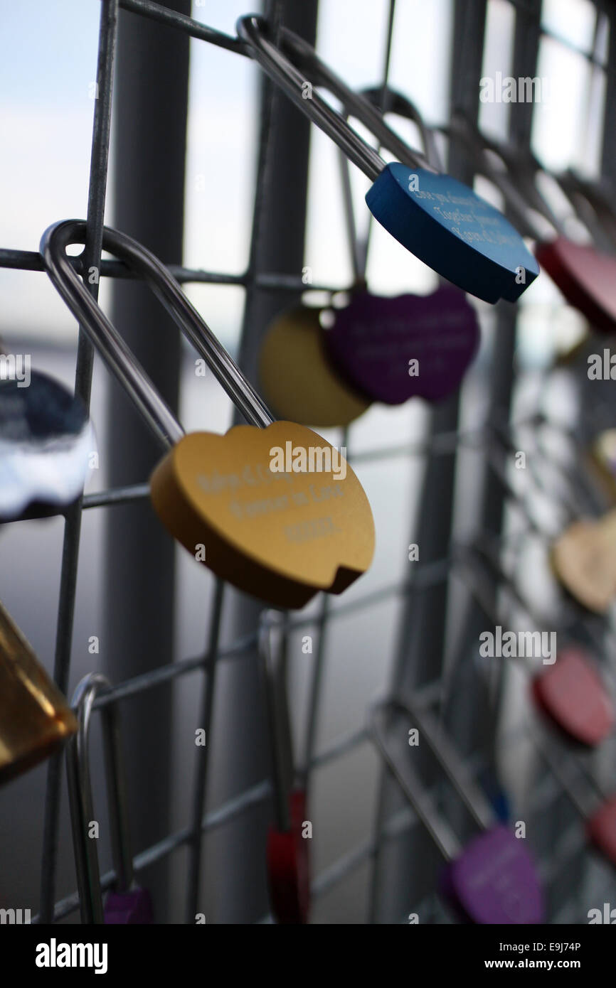 Love lock - Love padlock - attached on the Forth road bridge - Firth of ...
