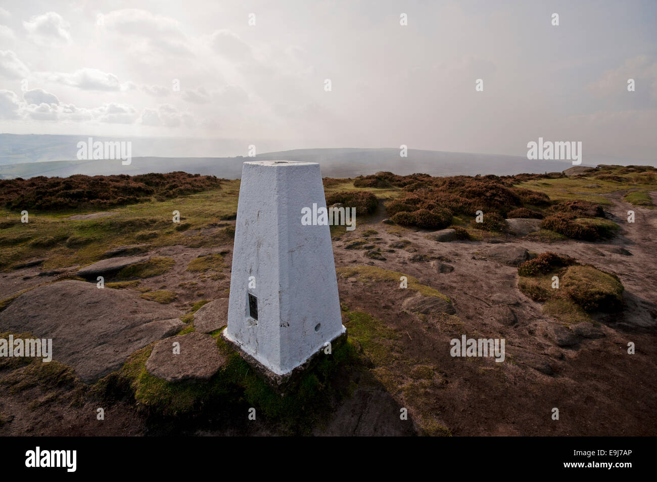 Trig Point at High Neb on the Northern reaches of Stanage Edge in the ...
