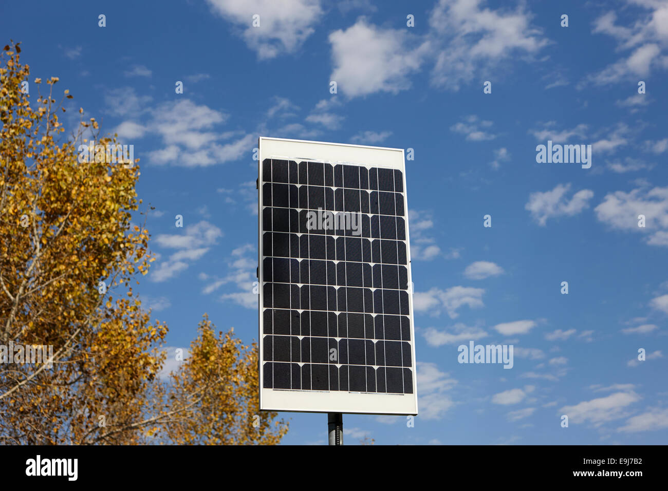 medium sized solar panel against blue cloudy sky on sunny day Stock ...