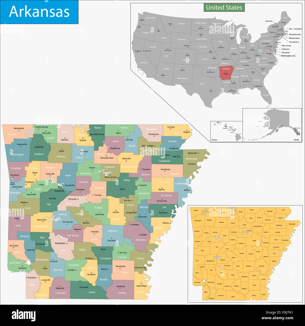Political map of arkansas hi-res stock photography and images - Alamy
