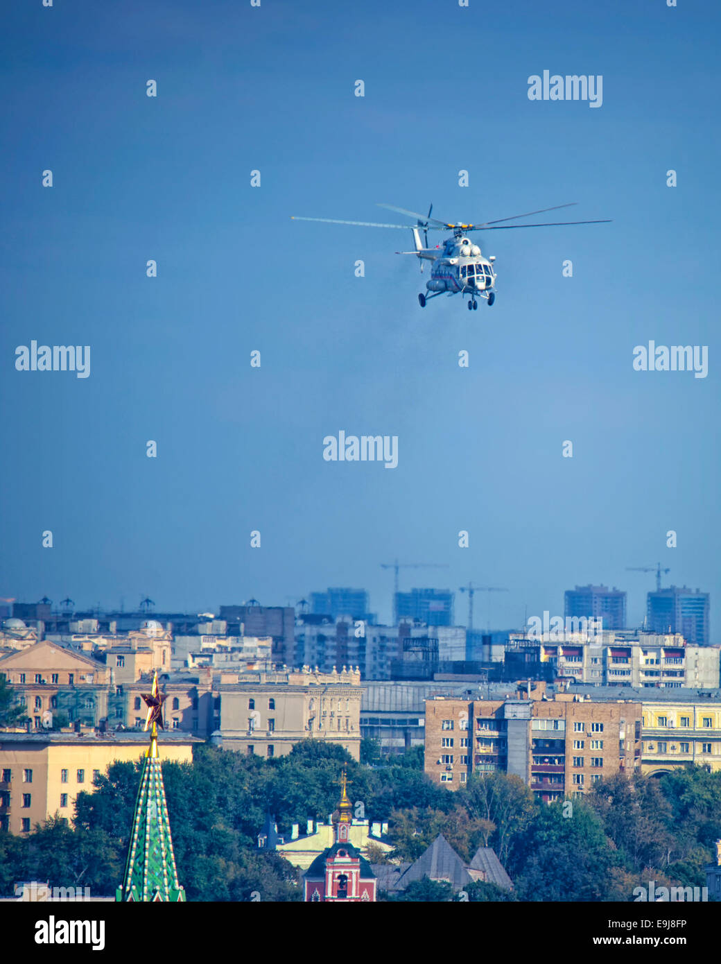 MOSCOW - SEPTEMBER17, Russian presidents`s helicopter in the air over ...