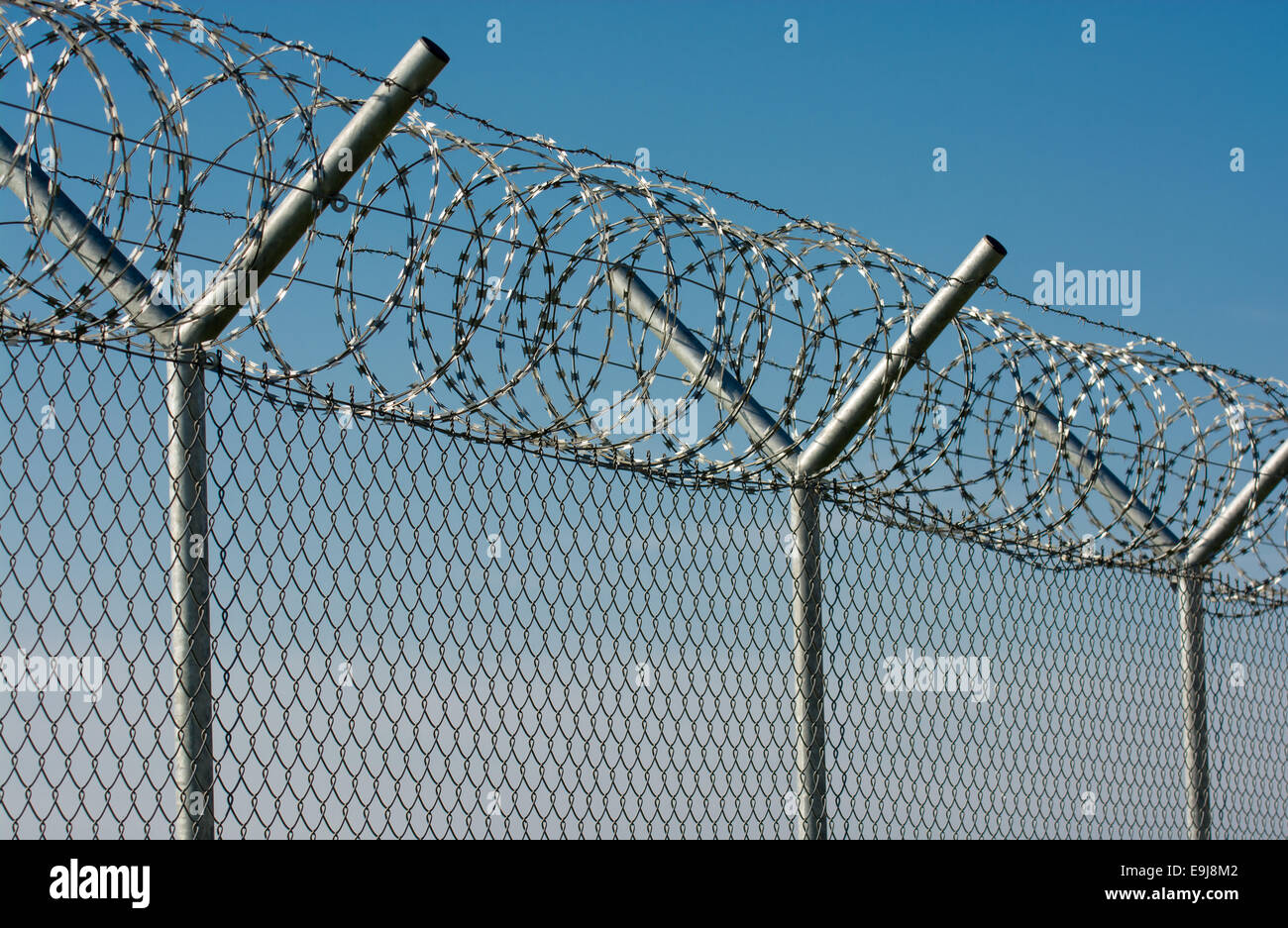 Protection With Barbed Wire Fence At Border Stock Photo - Alamy