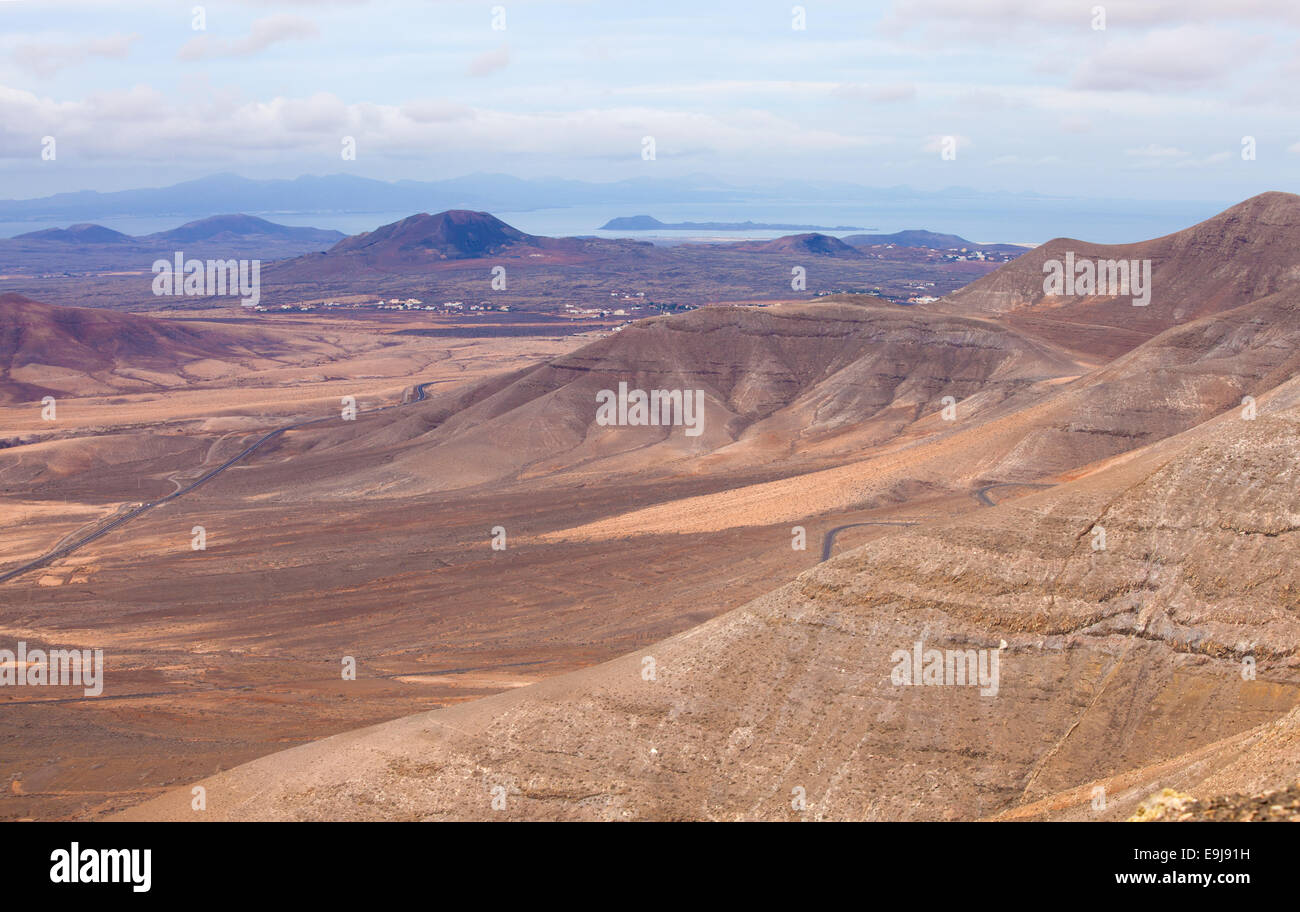 Inland Northern Fuerteventura, Canary Islands, view from the slopes of ...