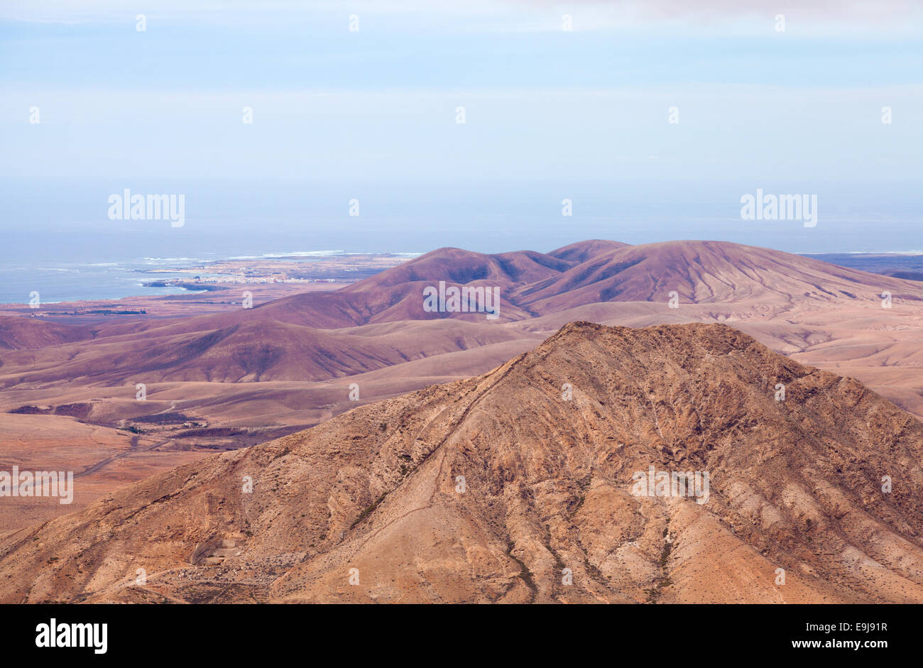 Inland Northern Fuerteventura, Canary Islands, view from the slopes of ...