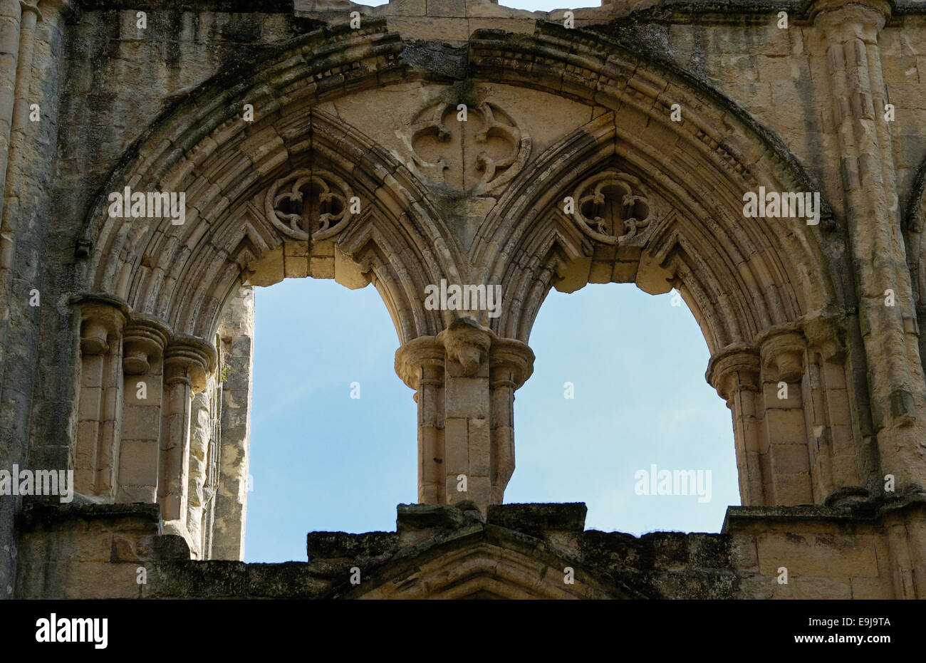 Rievaulx Abbey, detail of window in church, North York Moors National ...