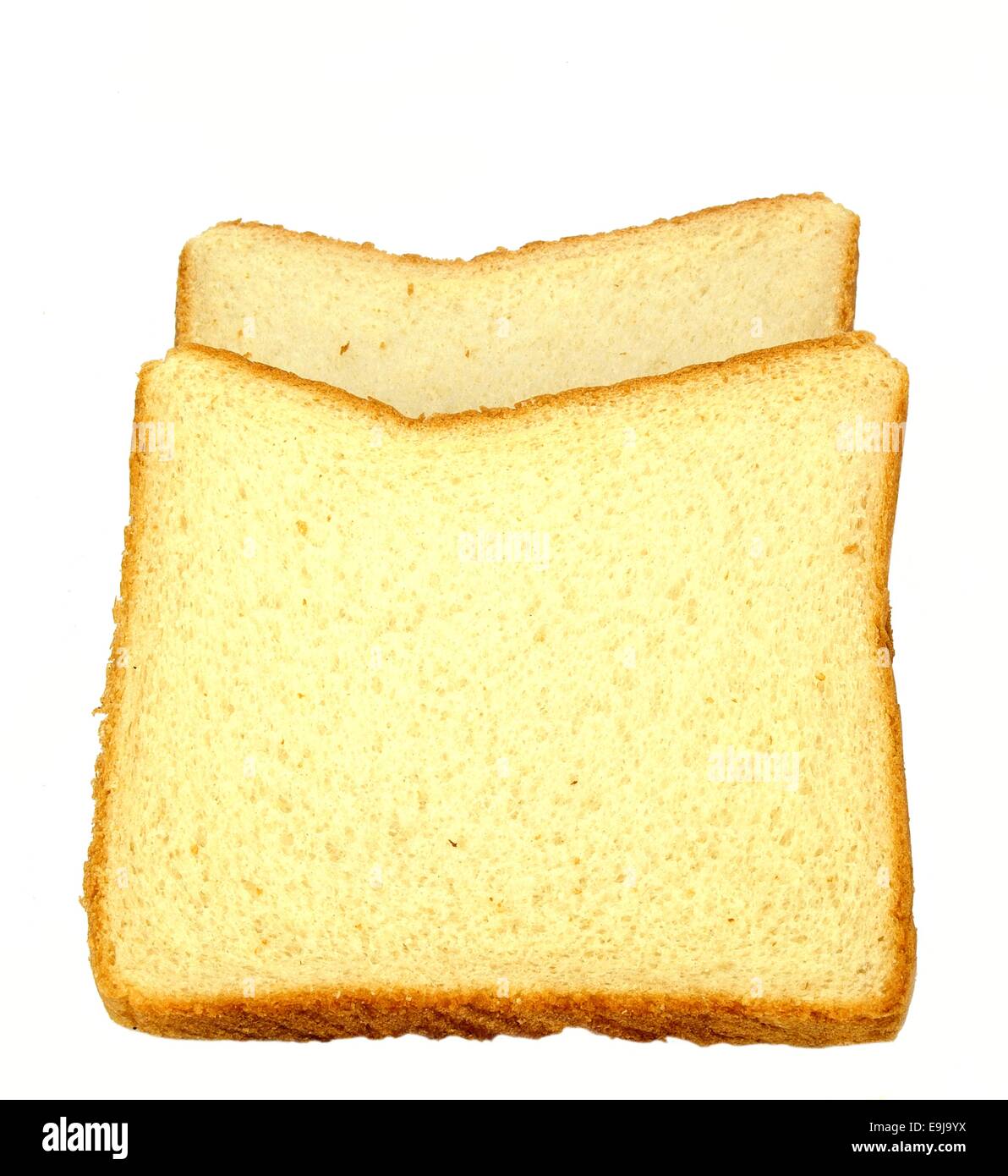 Two slices of white bread on a white background Stock Photo - Alamy
