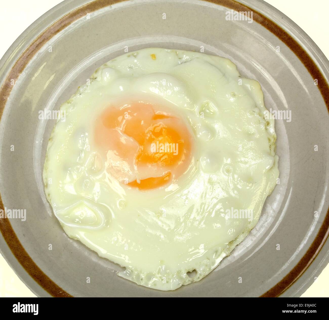 Closeup of a fried (sunnyside) egg on a plate Stock Photo - Alamy