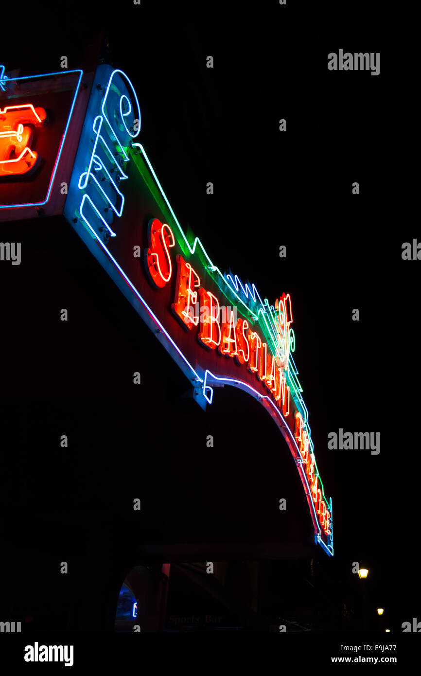 Neon Movie Theater Sign at night Stock Photo - Alamy