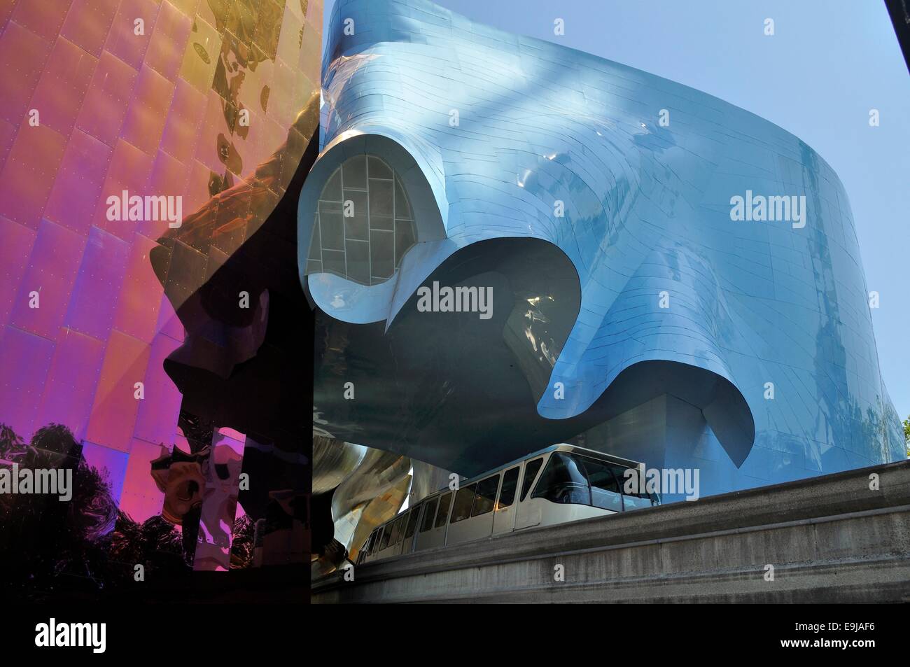 Seattle monorail and modern art museum Stock Photo - Alamy