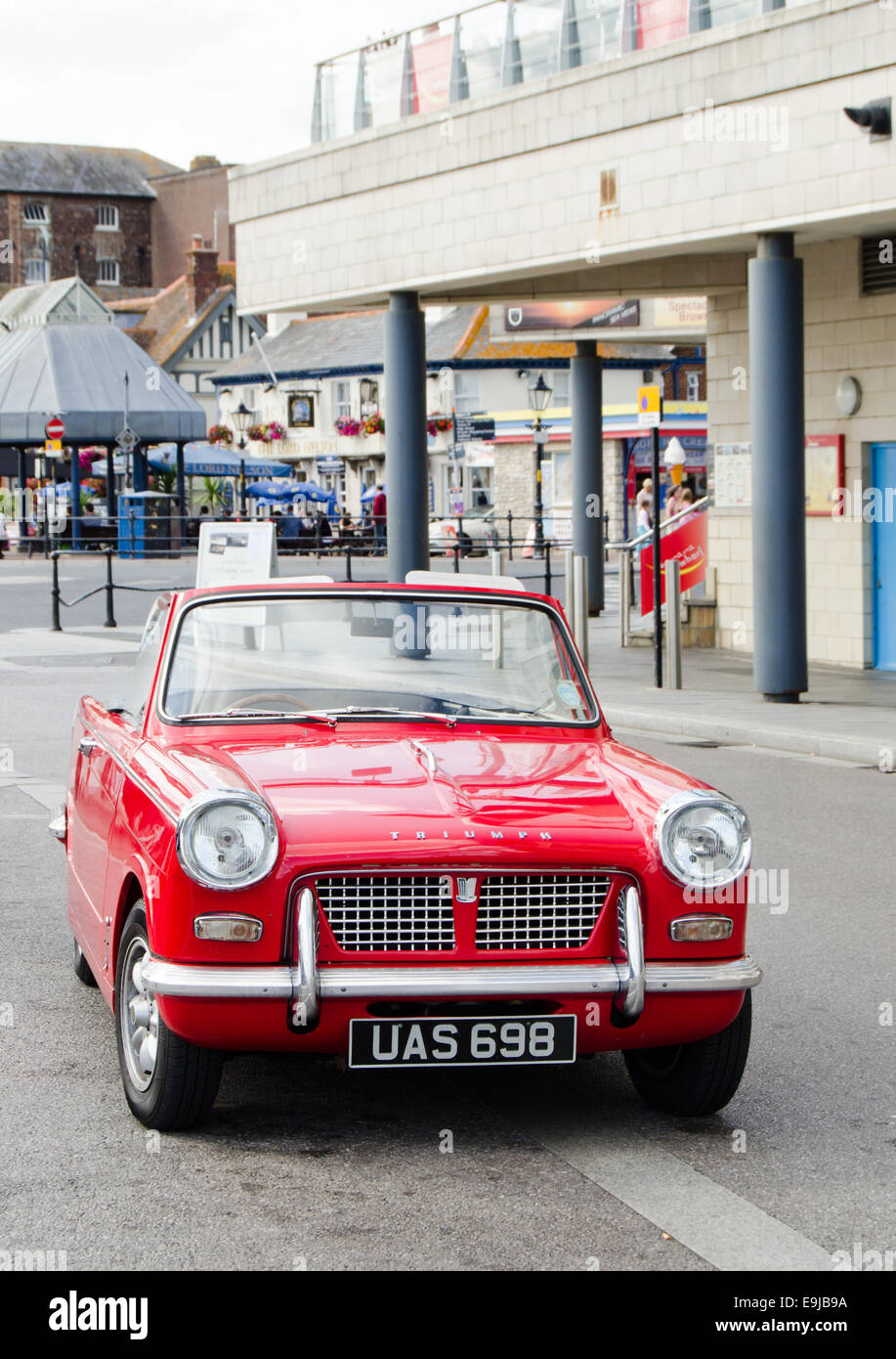 Vintage Red Triumph Herald Sports Car parked in Poole Town Centre ...