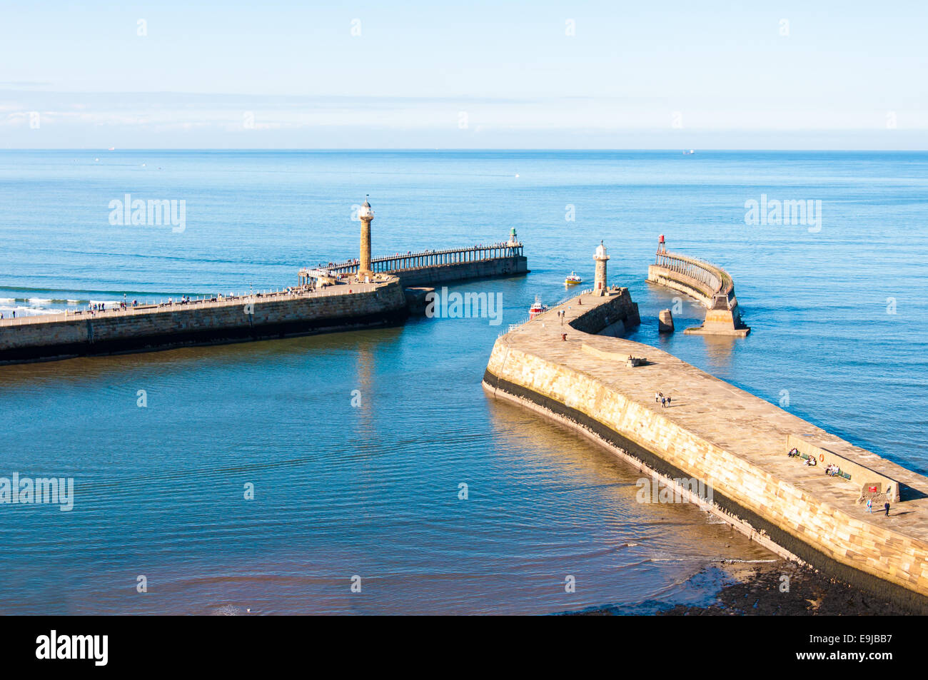 Scenic view of Whitby Pier in sunny autumn day Stock Photo - Alamy